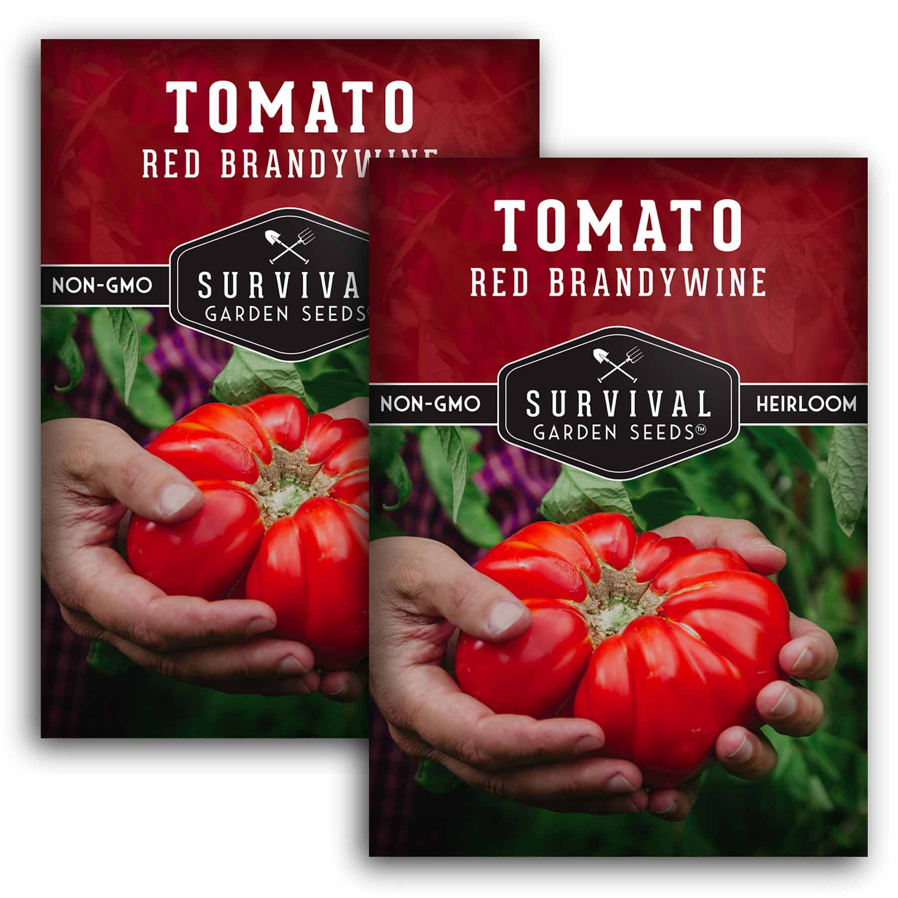 2 Packs Brandywine Red Tomato Seeds - Non-GMO Heirloom Full Sun Annual ...