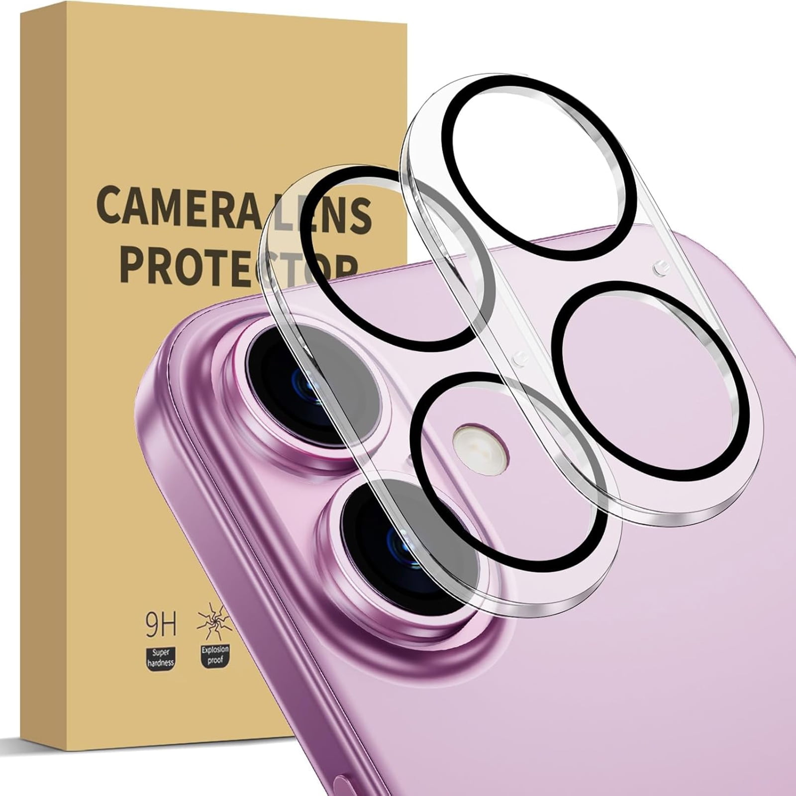 2*Packs Camera Lens Protector for iPhone 16 Plus, HD Tempered Glass ...