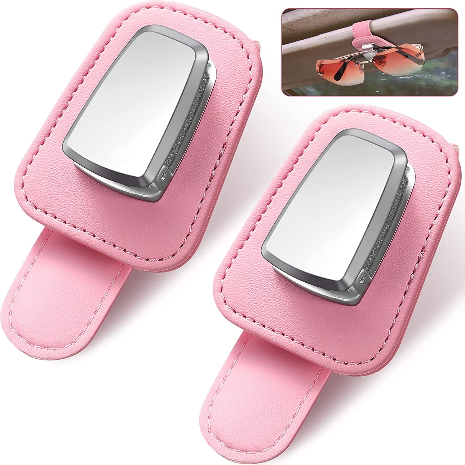 2 Packs Car Glasses Holder Universal Car Visor Sunglasses Holder Clip ...