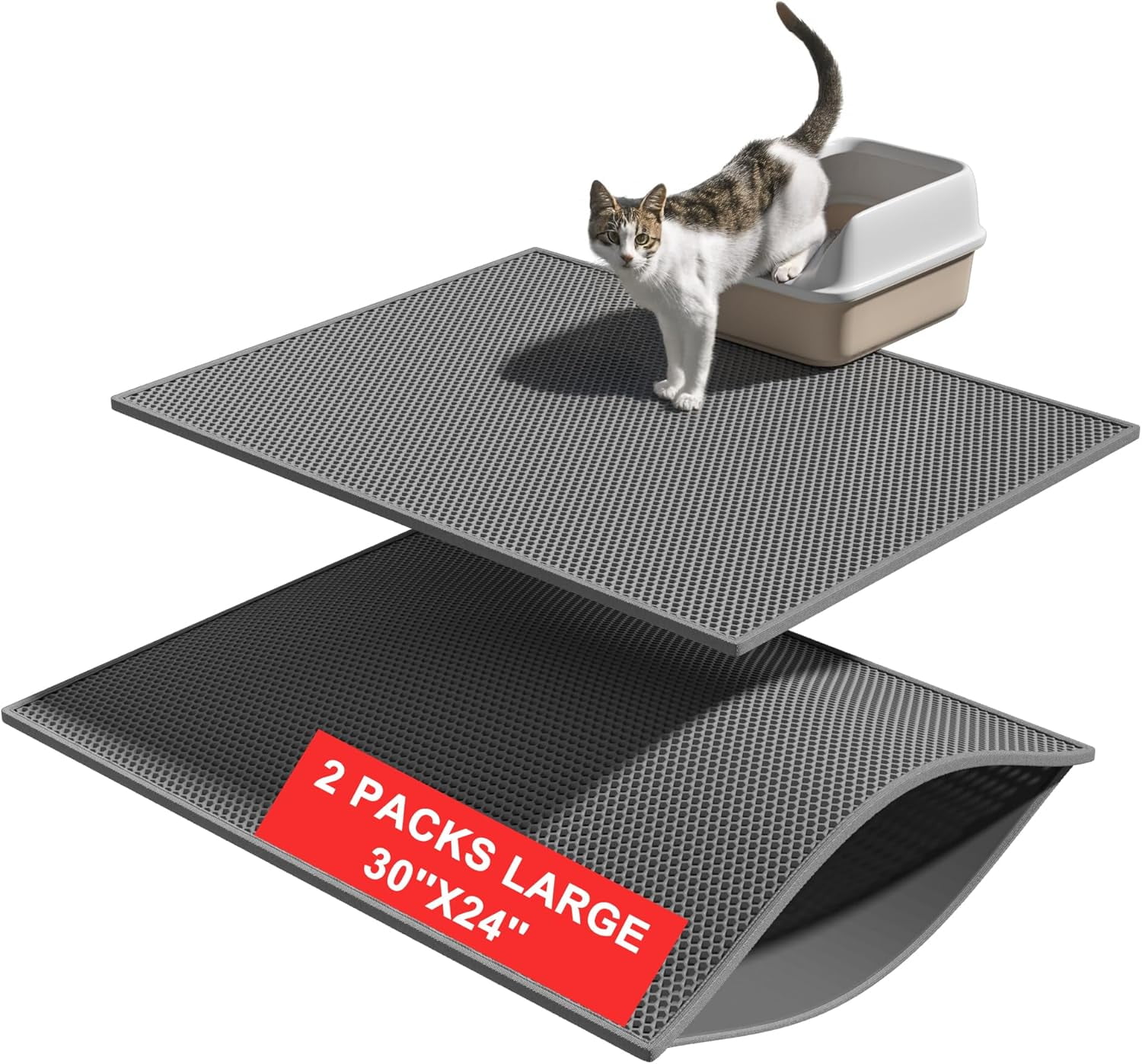 2 Packs Cat Litter Mat Double Layer Waterproof Urine Proof Trapping Mat ...