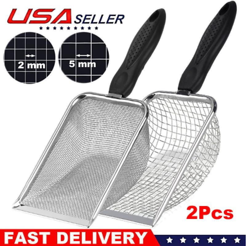 2 Packs Cat Litter Scoop Aluminum Alloy Long Handle Sifter Mesh Scooper ...