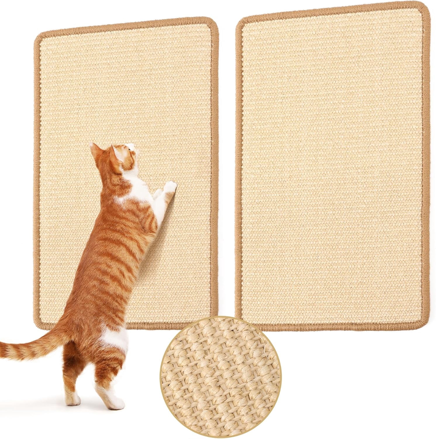 2 Packs Cat Scratching Mat, Natural Sisal Cat Scratch Pad Mats for ...