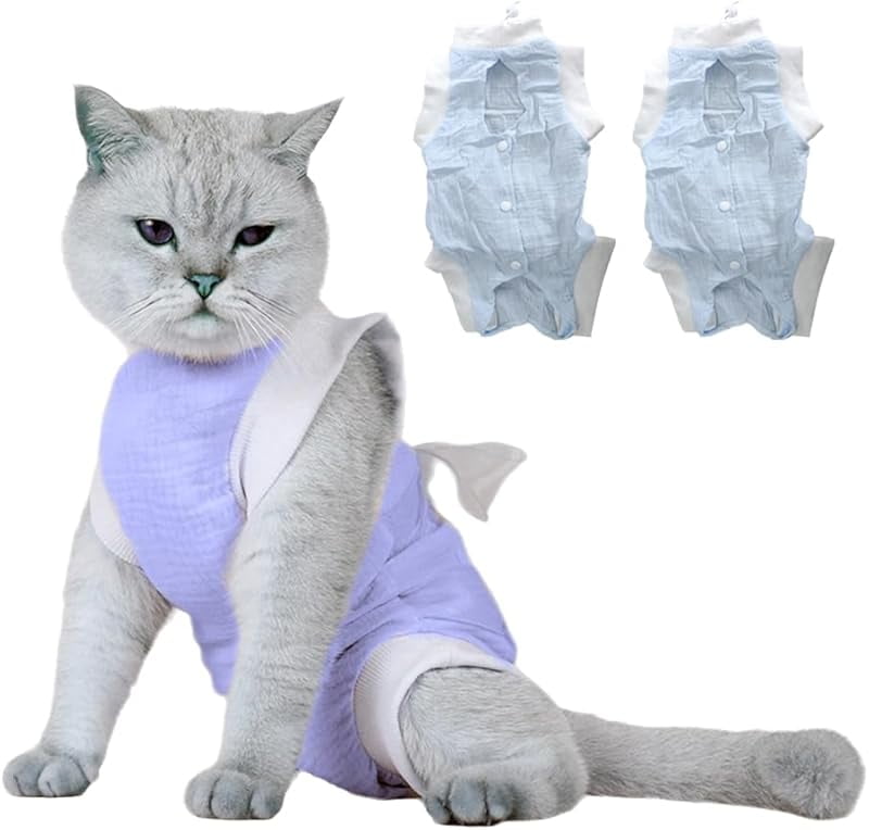 2 Packs Cat Surgery Recovery Suit – Soft Cat Onesie for Post-Surgery ...