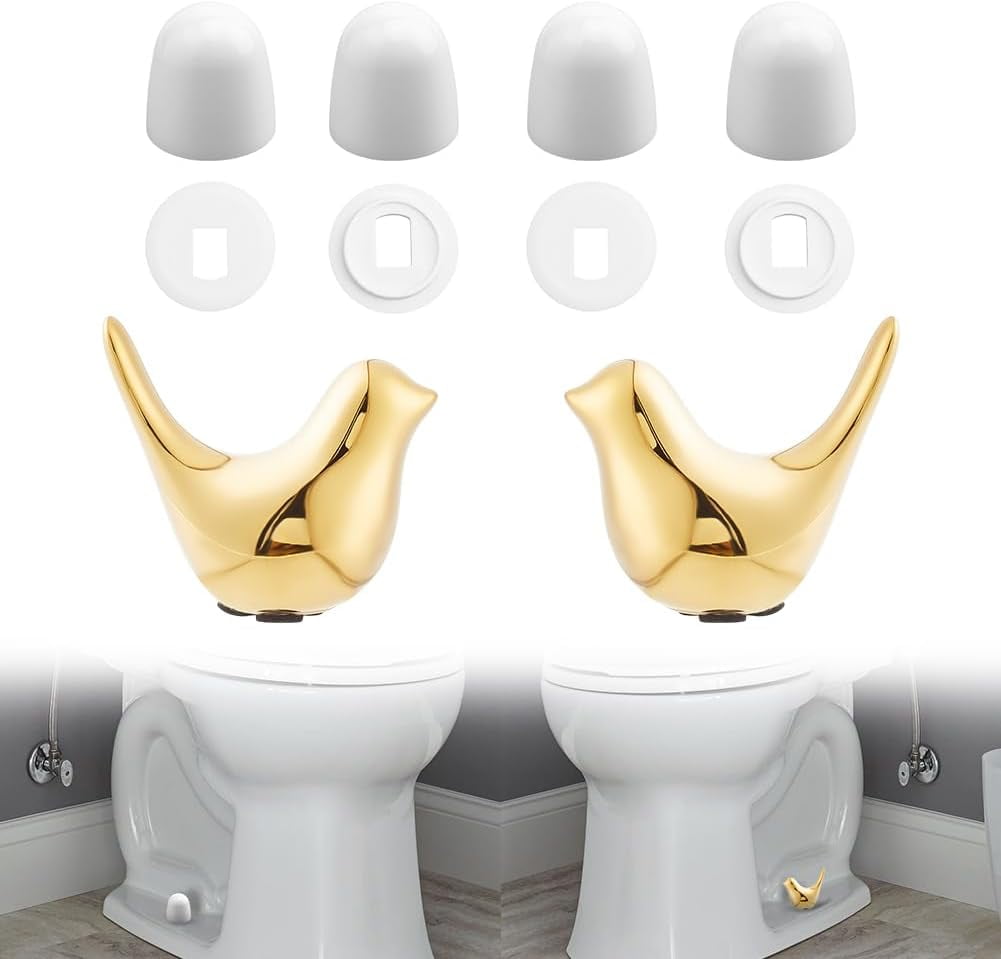 2 Packs Ceramic Gold Birds Toilet Bolt Caps with 4 Packs Universal ...