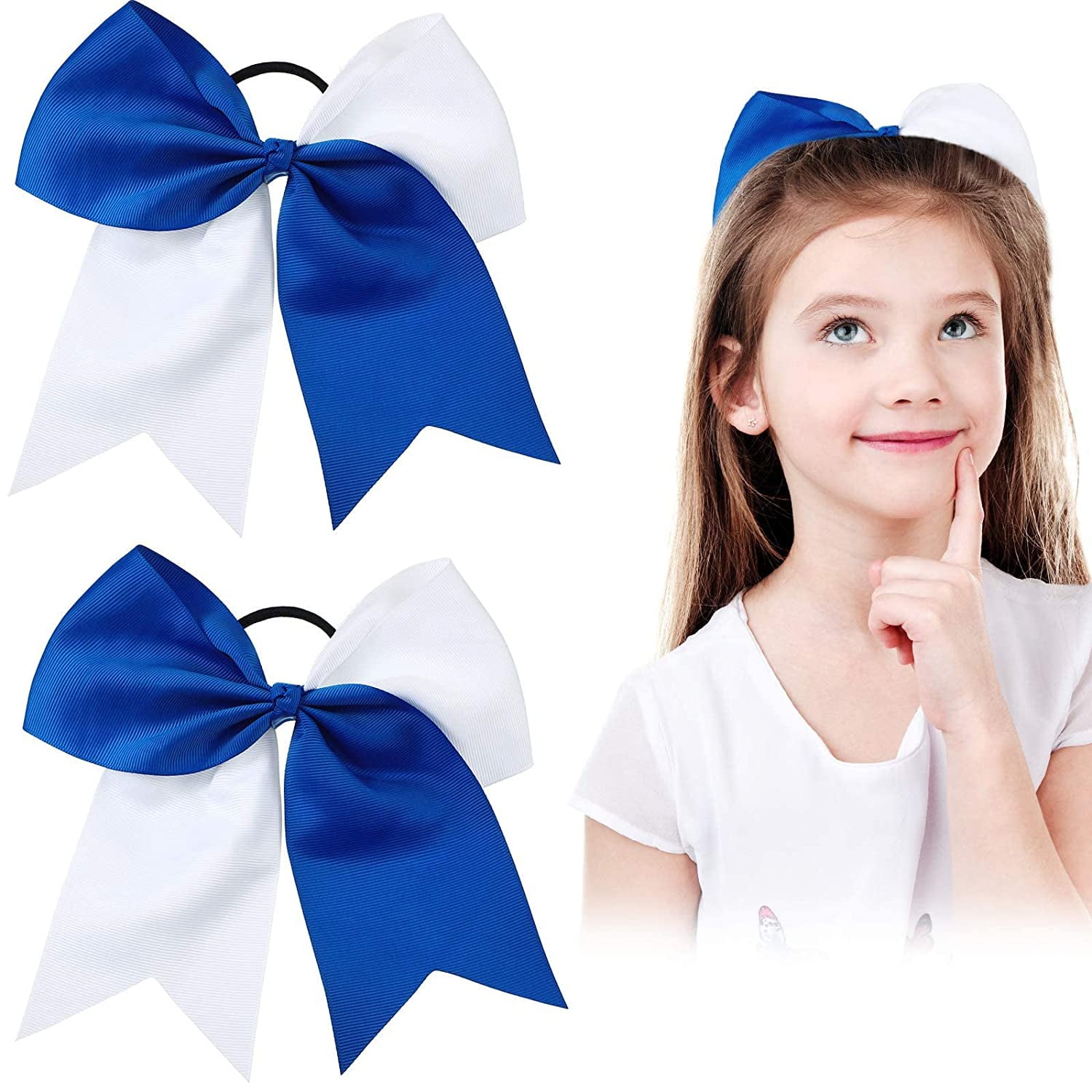 2 Packs Cheerleading Bow 8 Inch Cheer Hair Bows Large Cheerleading Hair ...