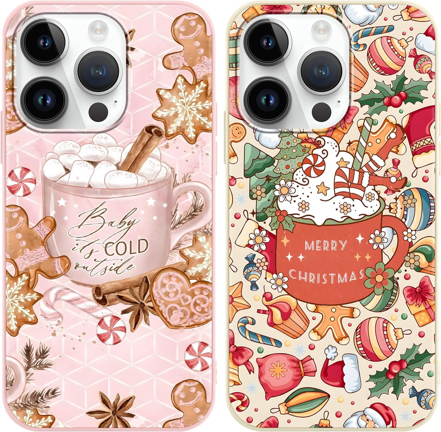 2 Packs Christmas Print Phone Case for iPhone 16 Pro 6.3", with ...