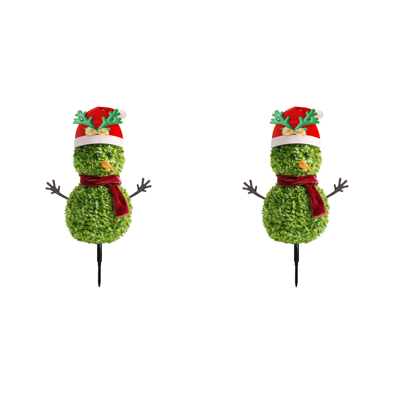 2 Packs Christmas Snowman Topiary 22'' Artificial Snowman Shaped ...