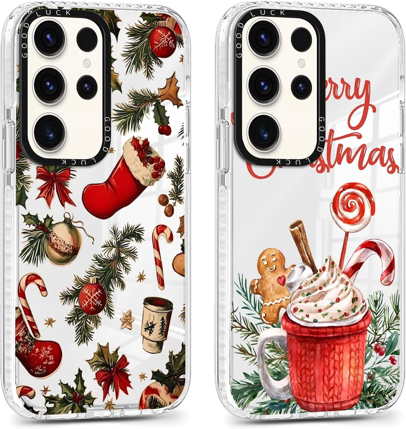 2 Packs Christmas Transparent Print Phone Case for Samsung Galaxy A52 ...