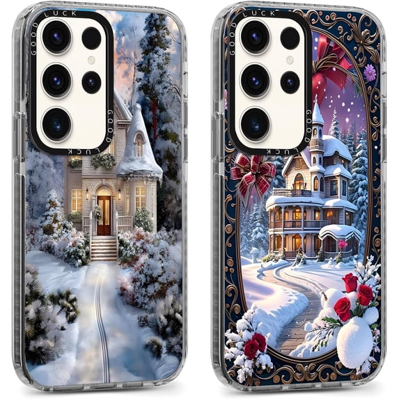 2 Packs Christmas Transparent Print Phone Case for Samsung Galaxy S25 ...