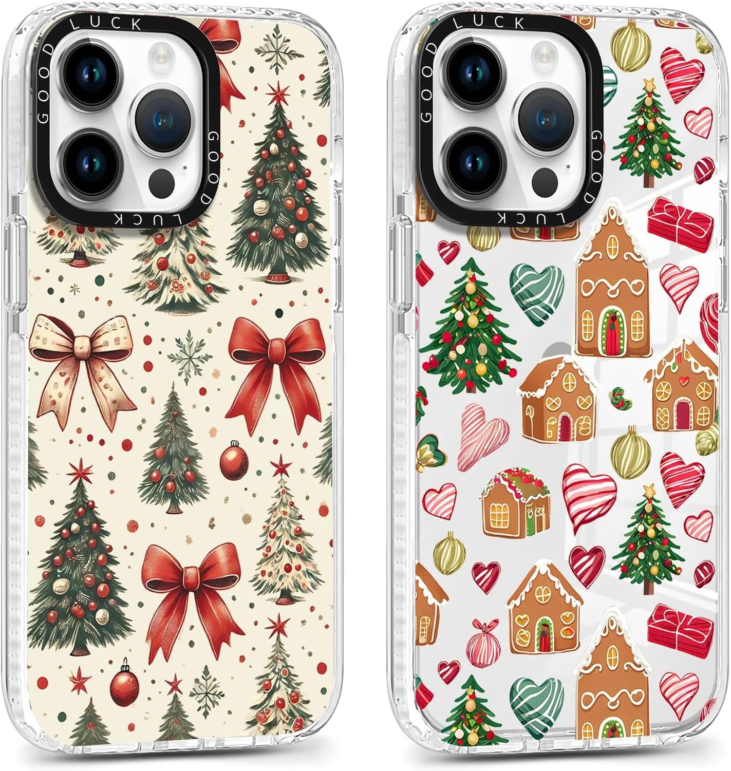 2 Packs Christmas Transparent Print Phone Case for iPhone 12 Mini 5.4 ...