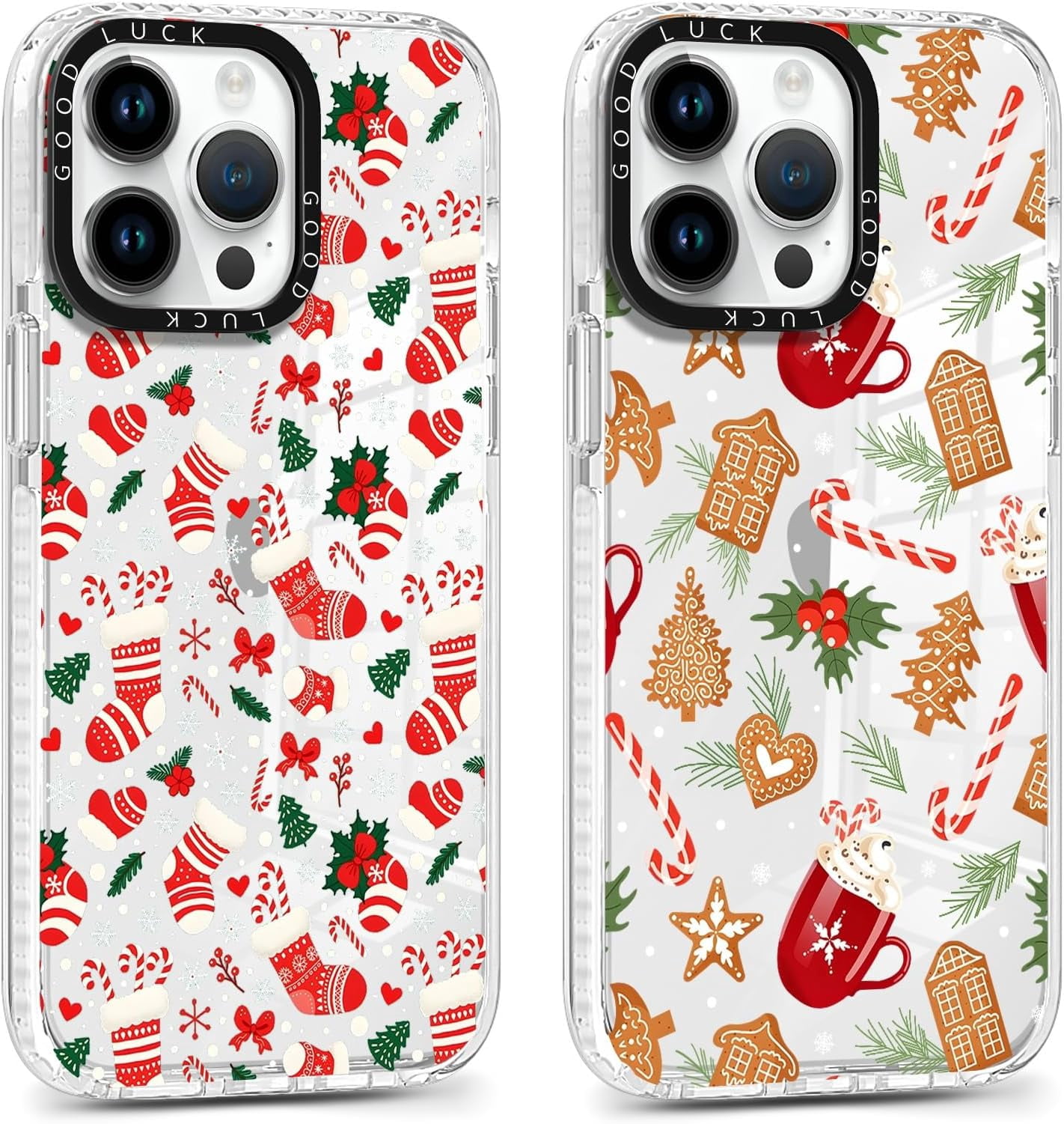 2 Packs Christmas Transparent Print Phone Case for iPhone 12 Mini 5.4 ...
