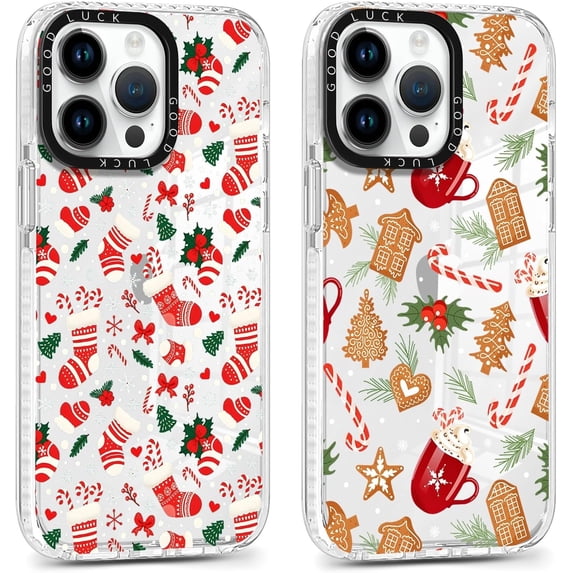 2 Packs Christmas Transparent Print Phone Case for iPhone 12 Mini 5.4 ...