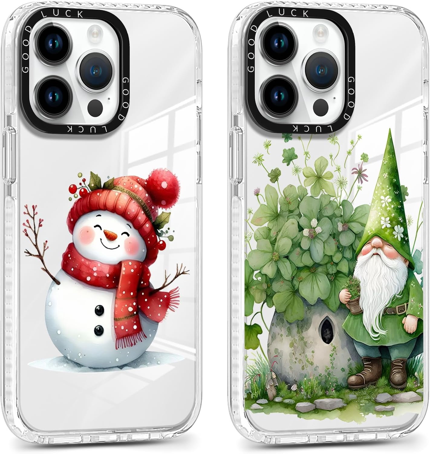 2 Packs Christmas Transparent Print Phone Case for iPhone 12/iPhone 12 ...