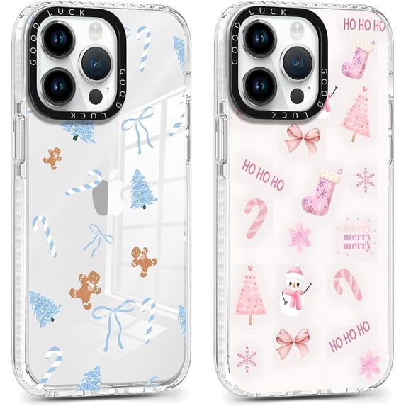 2 Packs Christmas Transparent Print Phone Case for iPhone 14 Plus 6.7 ...