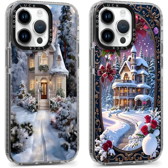 2 Packs Christmas Transparent Print Phone Case for iPhone 15 Pro 6.1 ...