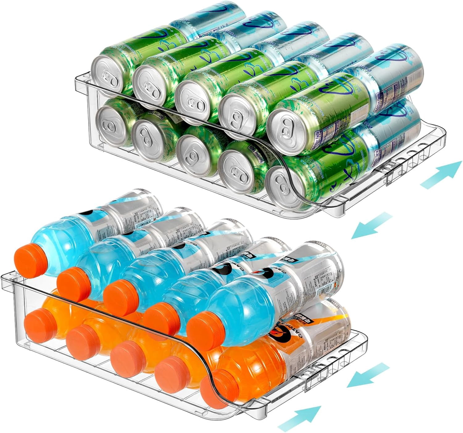 2 Packs Clear Width Adjustable Soda Can Organizer for Refri rator ...