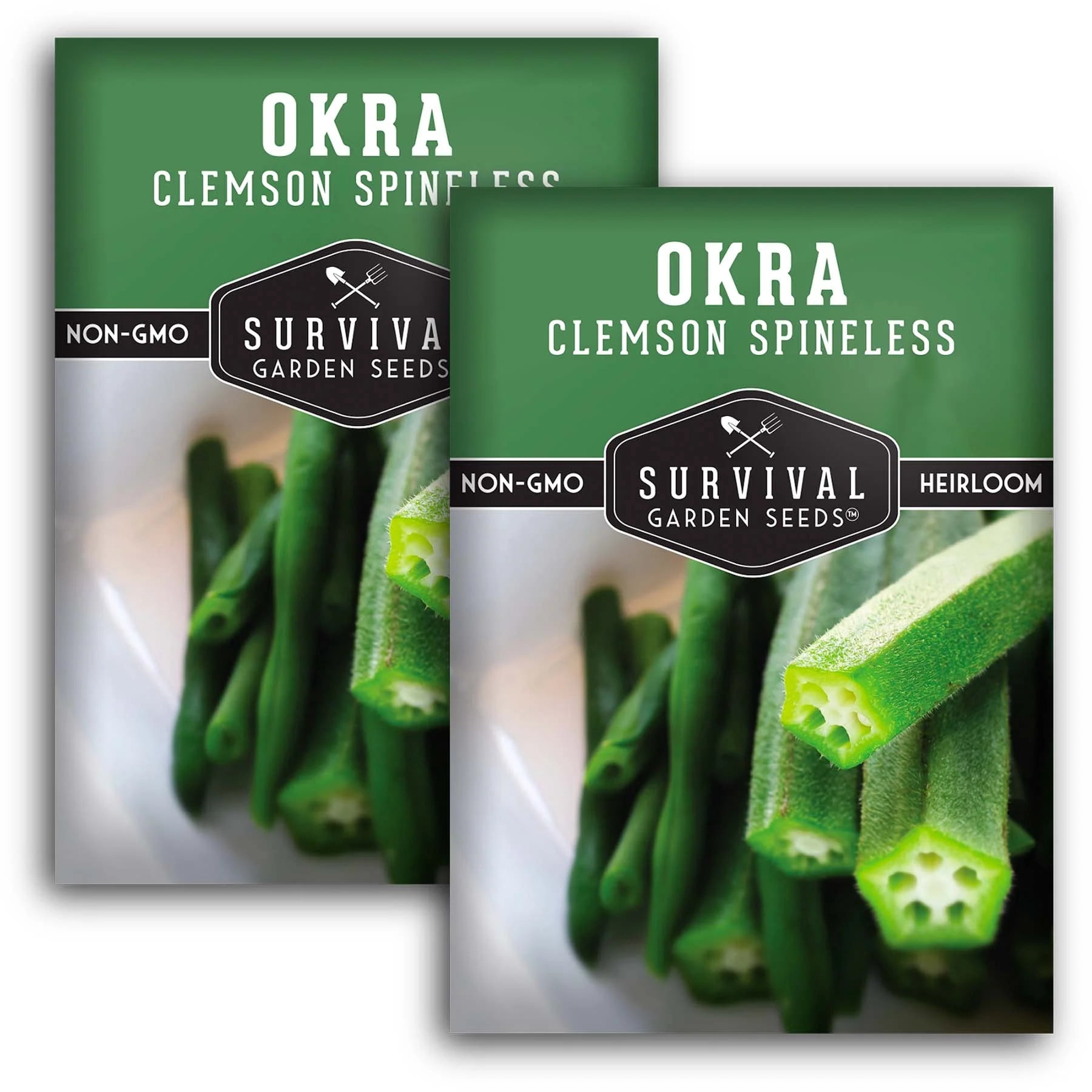 2 Packs Clemson Spineless Okra Seeds - Non-GMO Heirloom Full Sun Annual ...