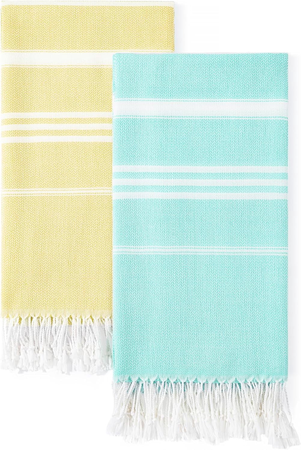 2 Packs Cotton Turkish Beach Towels Quick Dry Sand Free Oversized Bath ...
