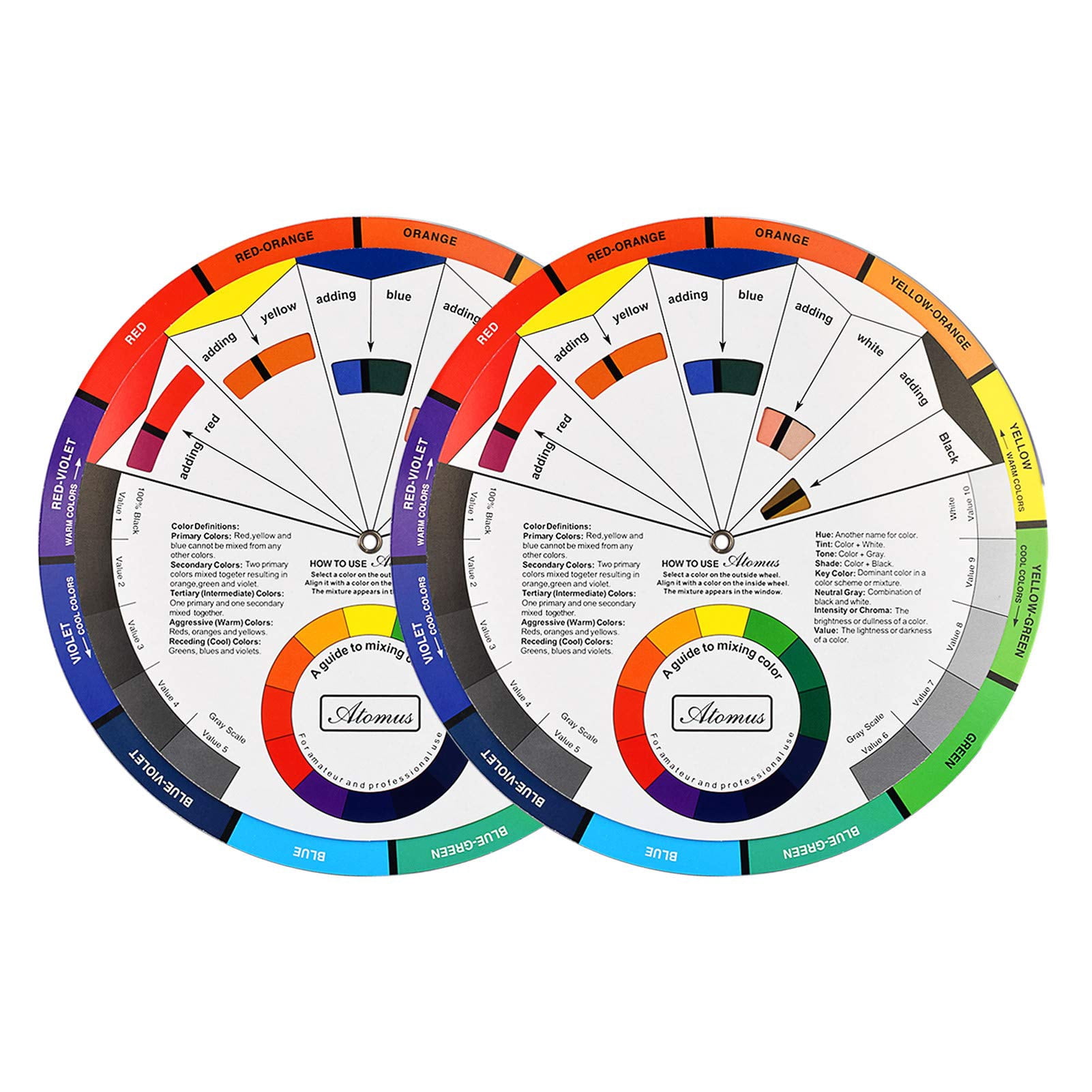 2 Packs Creative Color Wheel, Paint Mixing Learning Guide Art Class ...