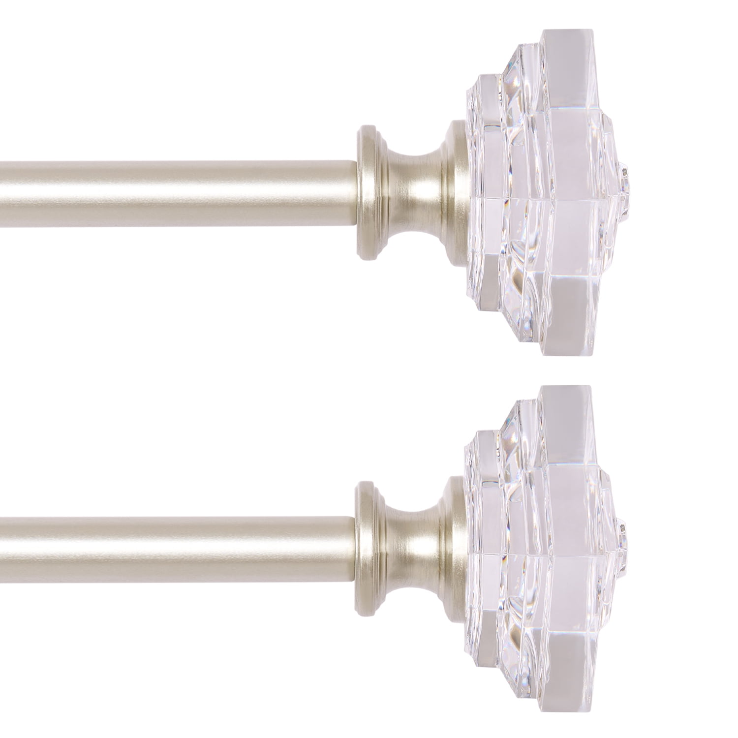 2 Packs Curtain Rod Adjustable Window Drapery Rods with clear acrylic ...