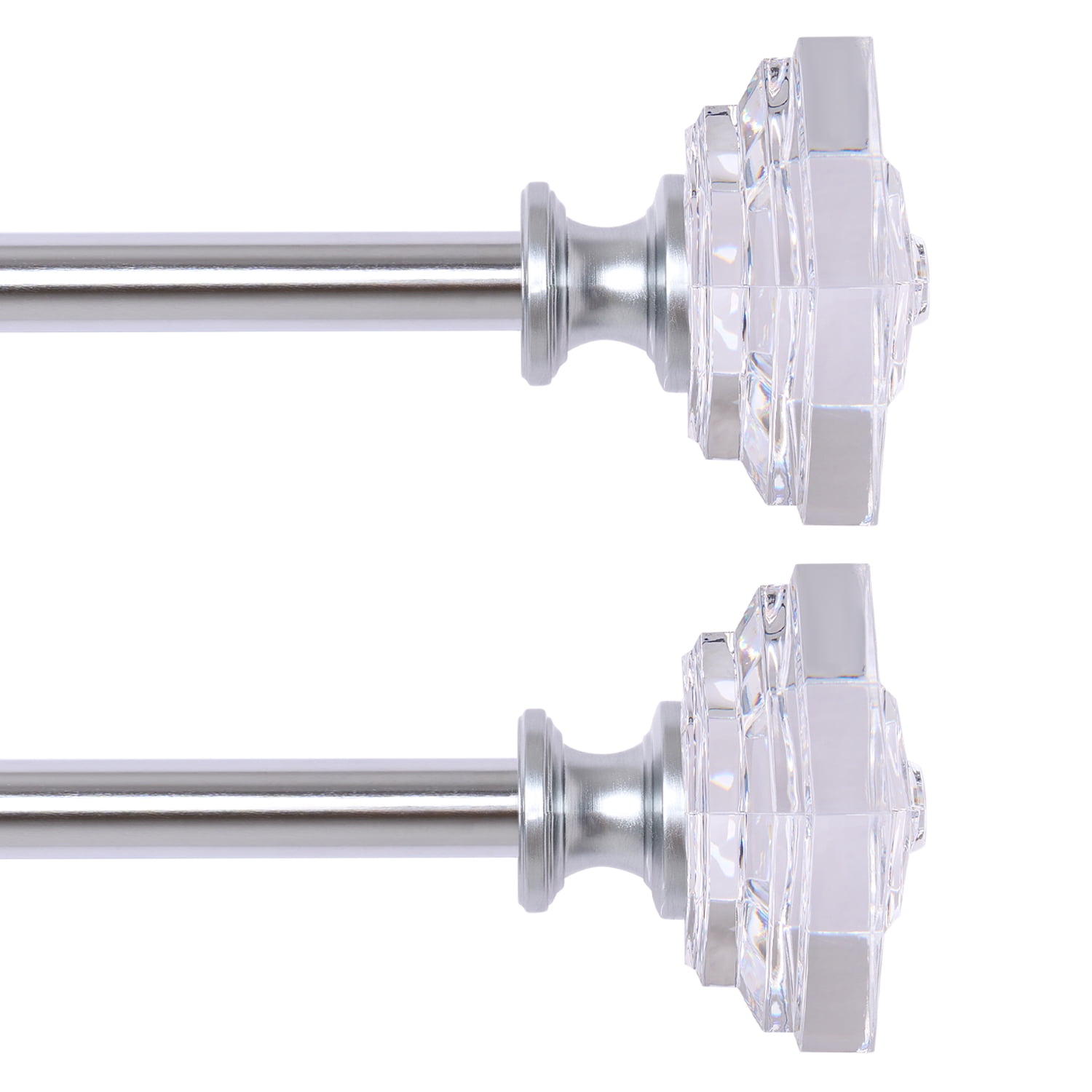 2 Packs Curtain Rod Adjustable Window Drapery Rods with clear acrylic ...