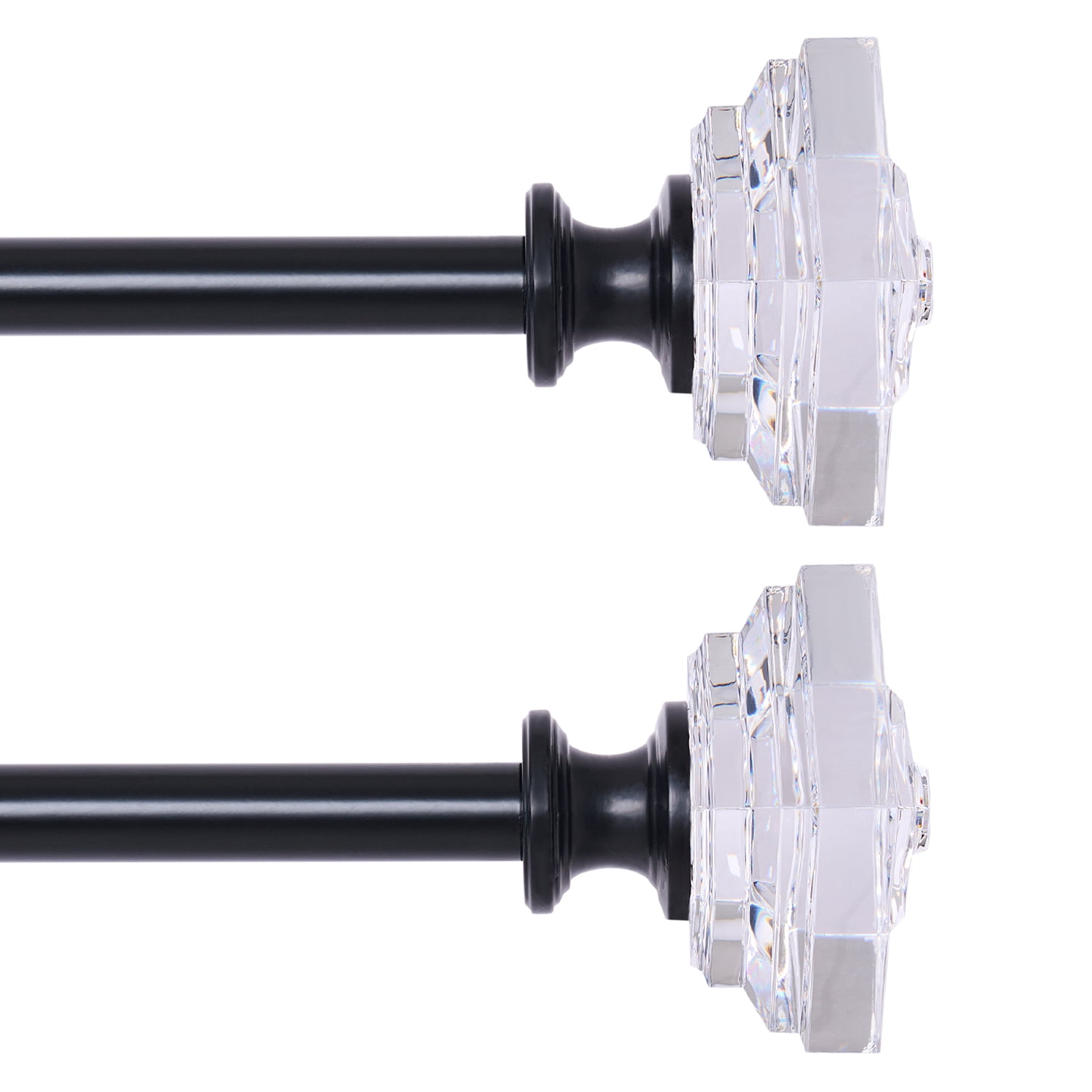 2 Packs Curtain Rod Adjustable Window Drapery Rods with clear acrylic ...