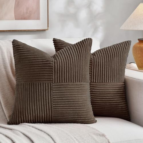 2 Packs Dark Brown Big Decorative Throw Pillow Covers 24x24 Inch for ...