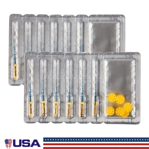 2 Packs Dental Endodontic Endo Files 25Mm Gold Taper Endo Niti Rotary ...