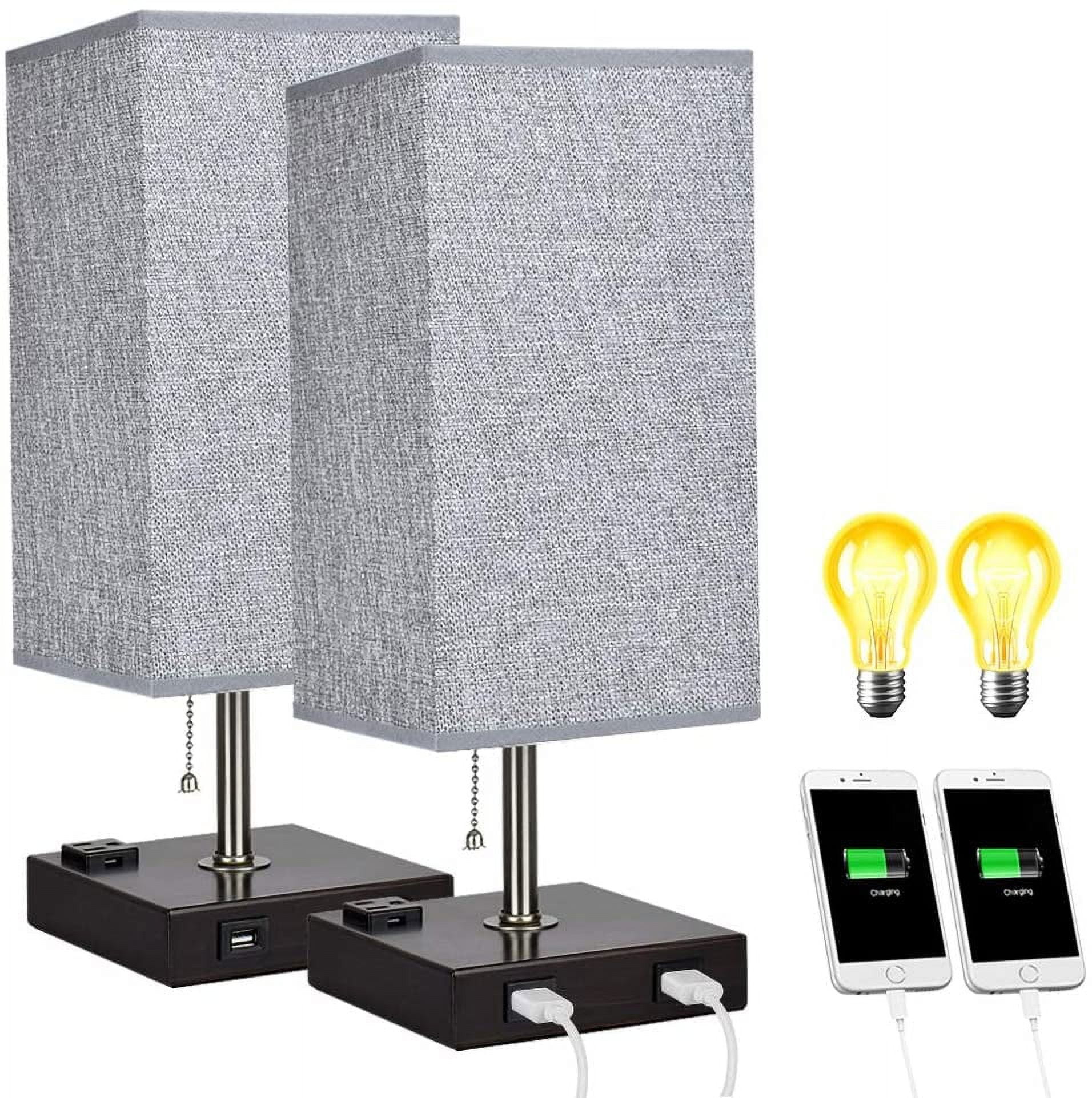 2 Packs Depuley USB Table Lamp for Bedroom, Bedside Desk Lamps with ...