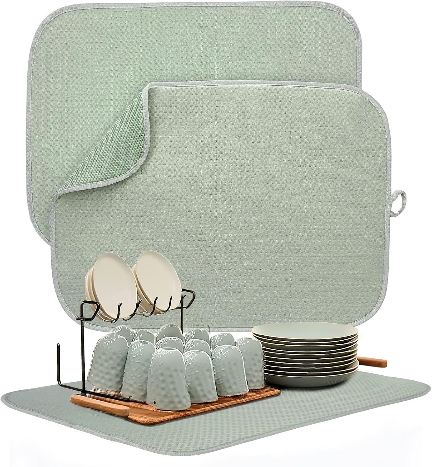 2 Packs Dish Drying Mats for Kitchen Counter, Drying Mat for Small ...