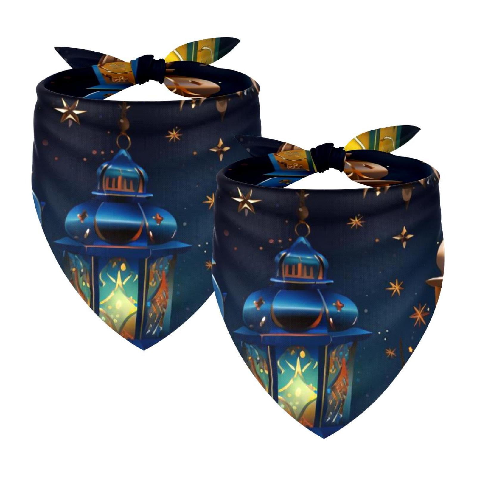 2 Packs Dog Bandana Chiffon Pet Scarves Ramadan Festival Lanterns ...