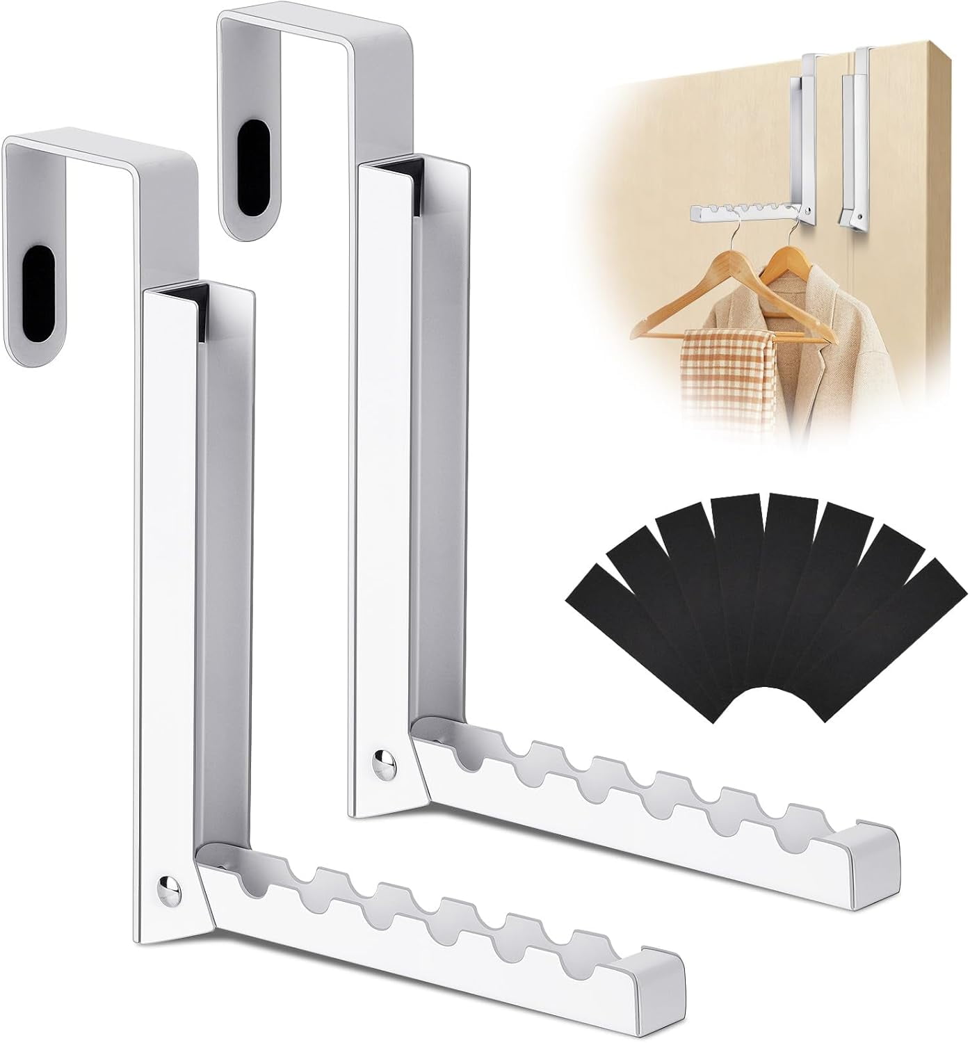 2-Packs Over the Door Hanger Hooks with Extra Anti-slip Pads, Metal ...