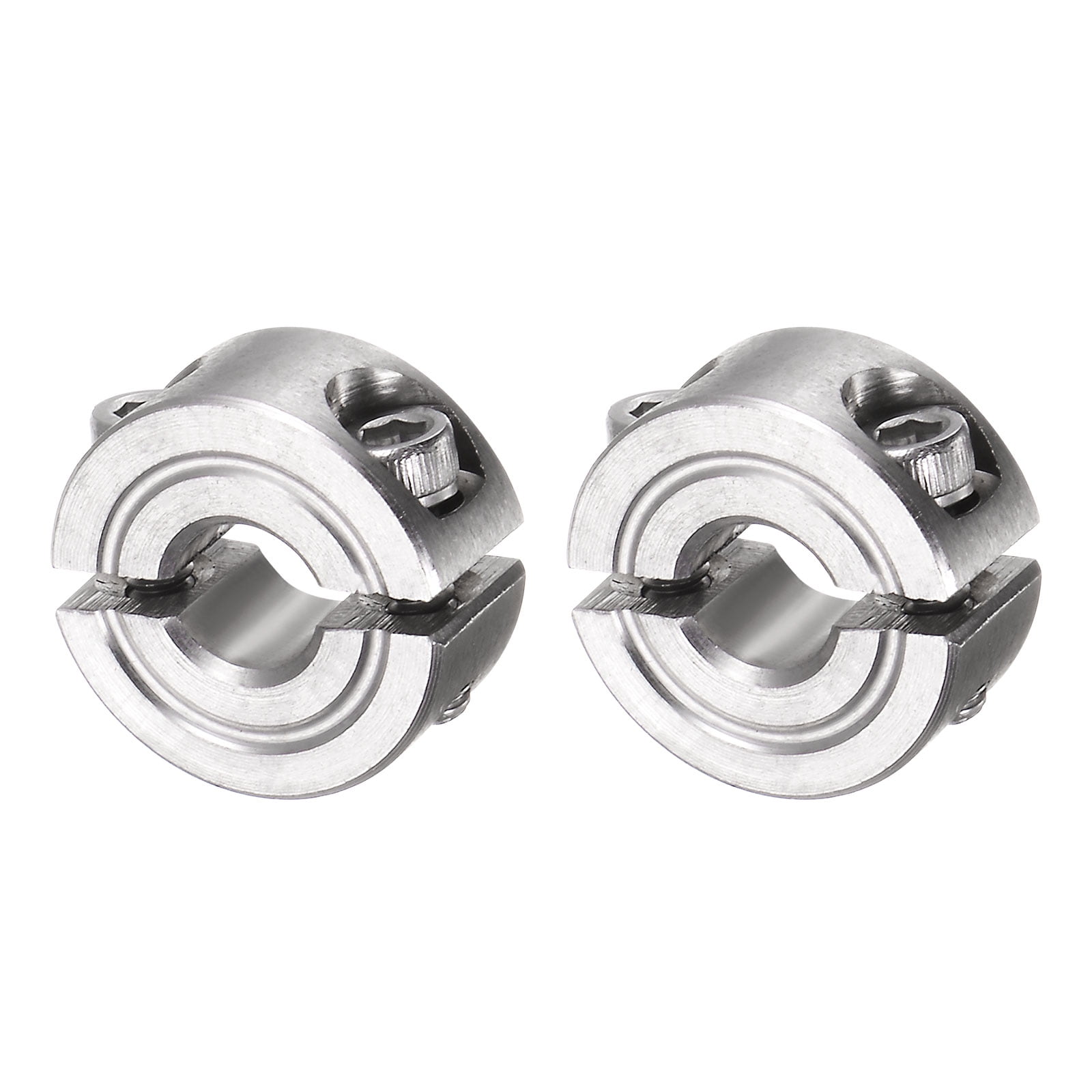 2 Packs Double Split Clamp-On Shaft Collar 1/4 ID Two-Piece Clamping ...
