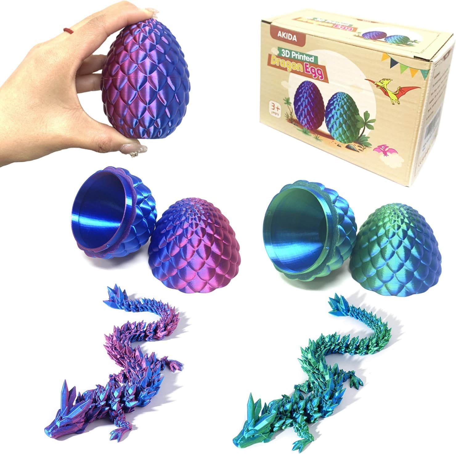 2 Packs Dragon Eggs with Dragon Inside, Dragon Egg Fidget Toy, 3D ...