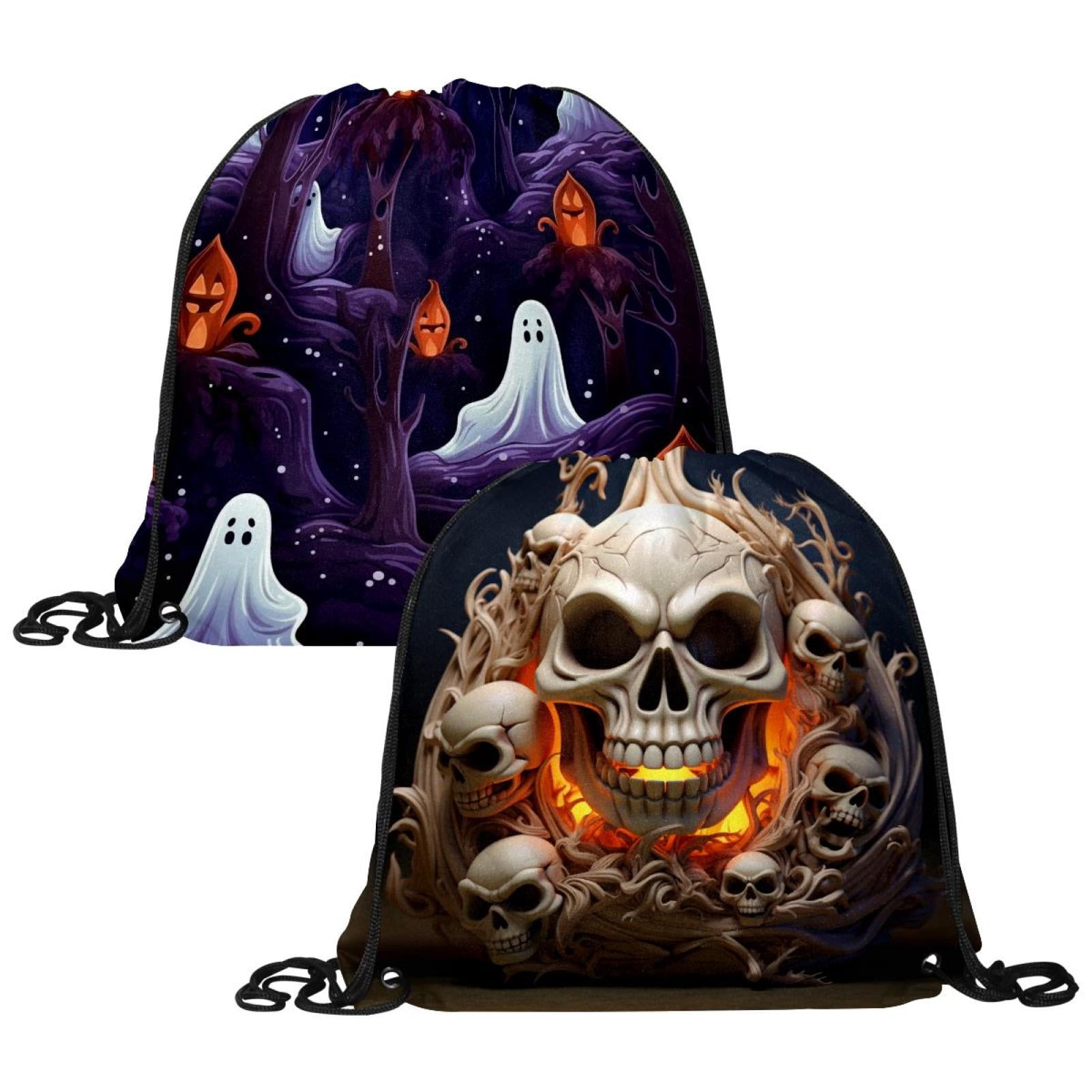 2 Packs Drawstring Backpacks Happy Halloween Large Capacity Sports Gym ...