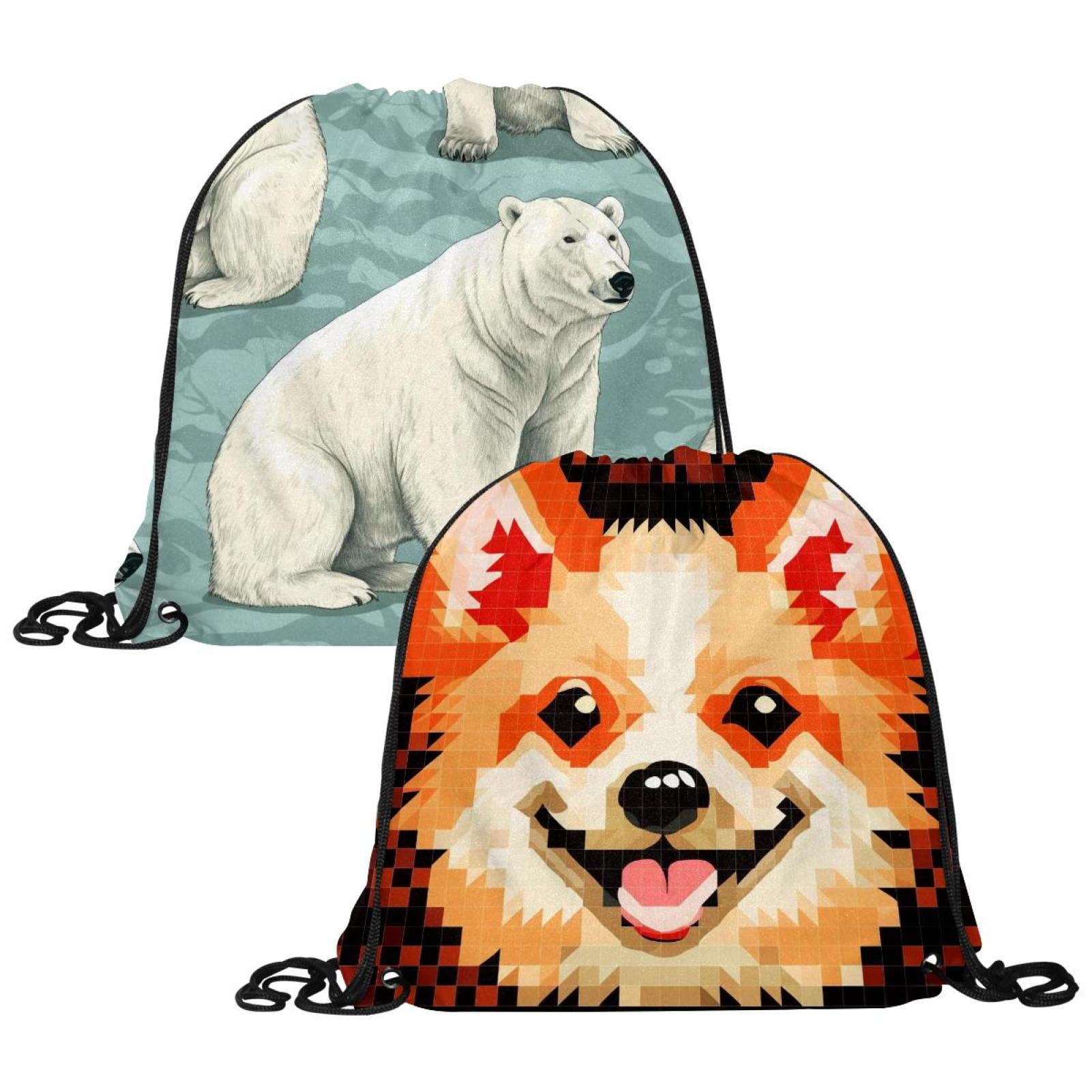 2 Packs Drawstring Backpacks, String Bags Dog Pattern Cinch Sack Bags ...