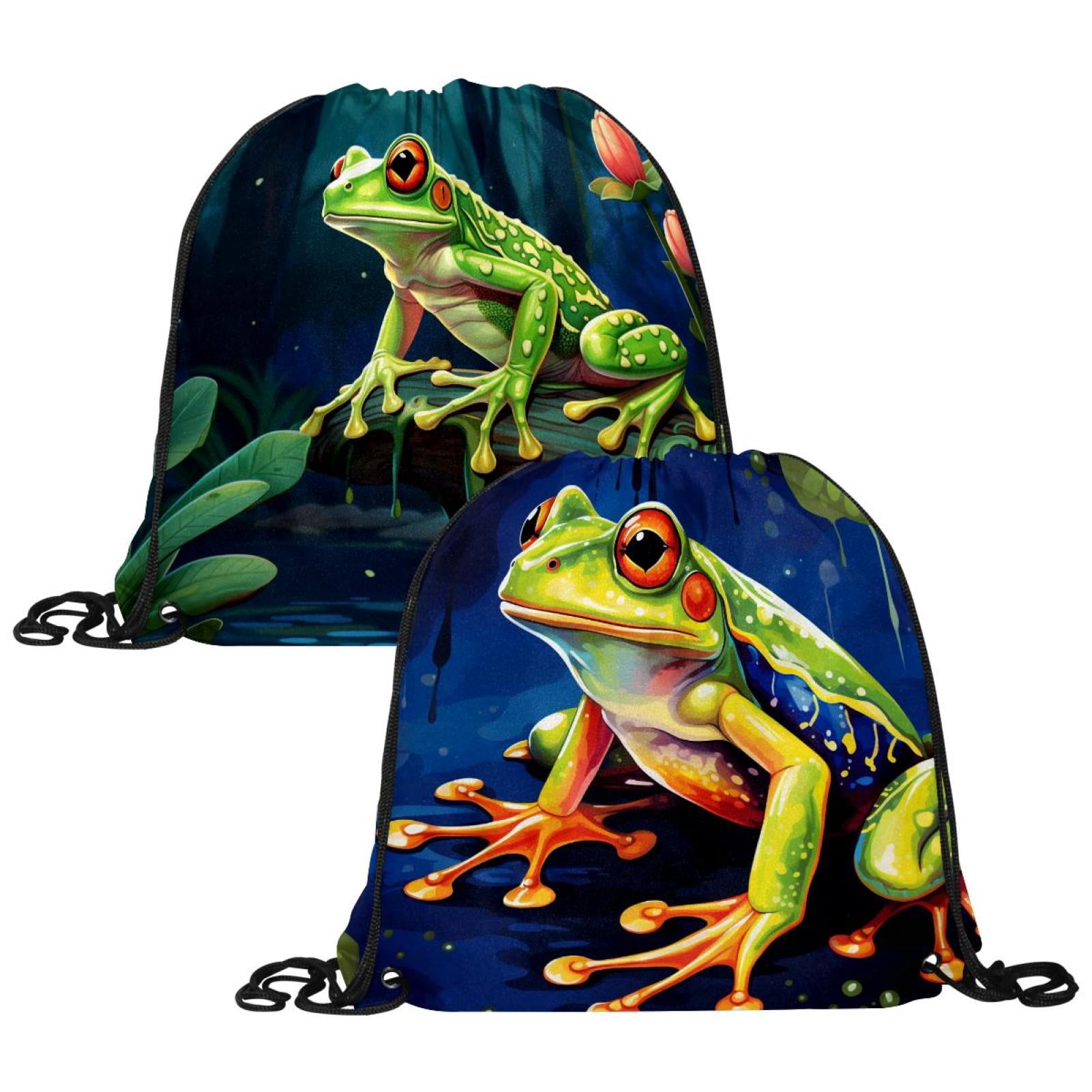 2 Packs Drawstring Bags, Sports Gym Travel Sackpack Frog String Rope ...