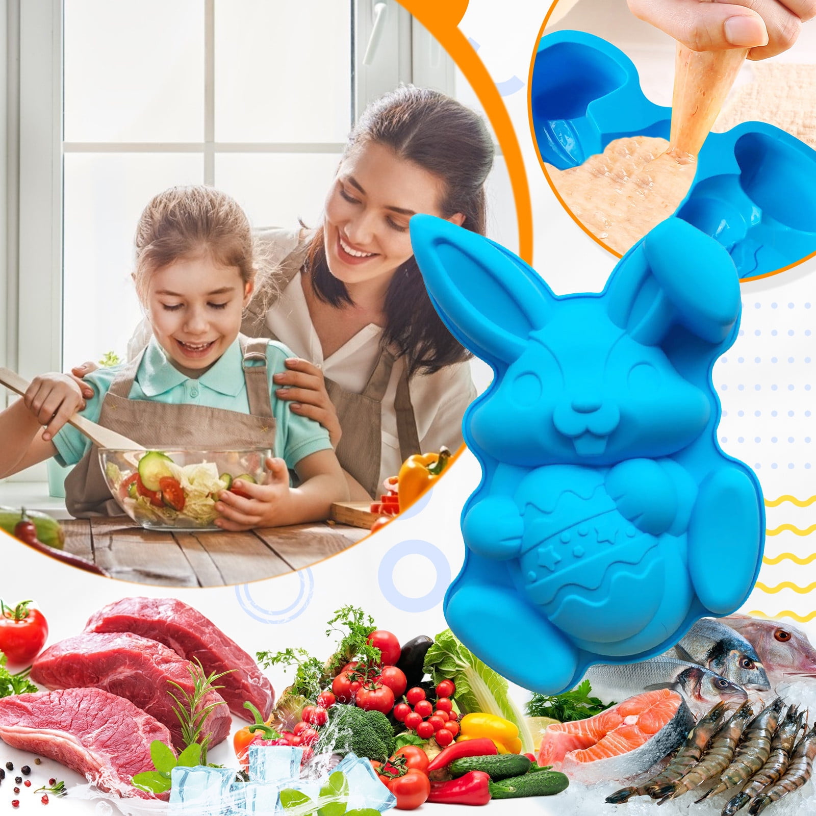 2 Packs Easter Bunny Cake Mold Food Grade Silicone Reusable Non-Stick ...