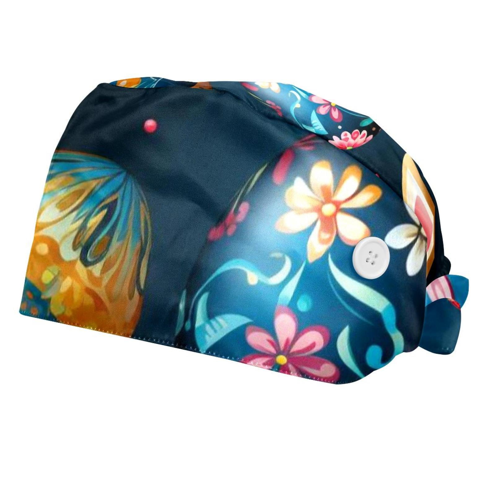 2 Packs Easter Working Hat Adjustable Scrub Cap with Buttons and ...