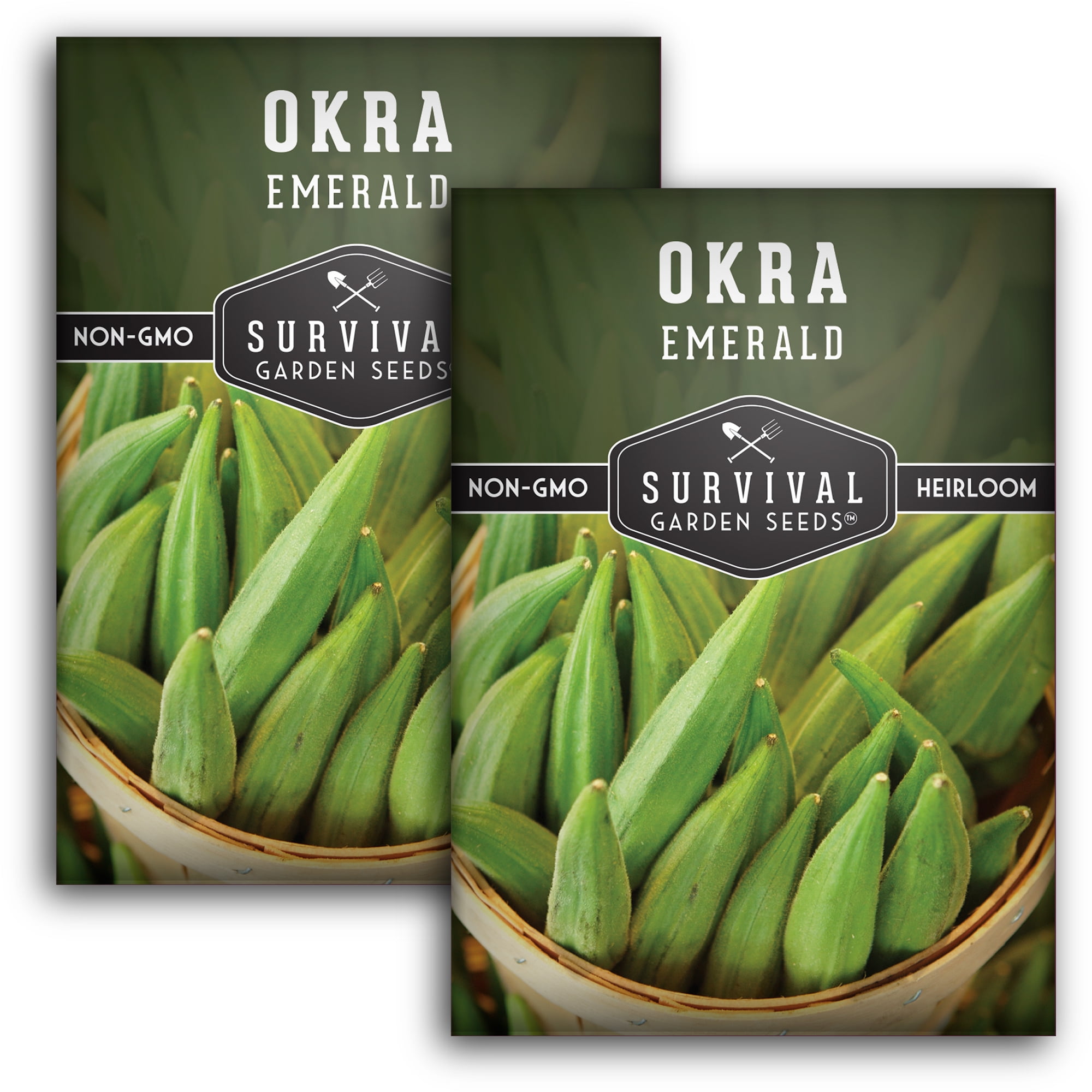 2 Packs Emerald Okra Seed - Non-GMO Heirloom Full Sun Annual Vegetable ...