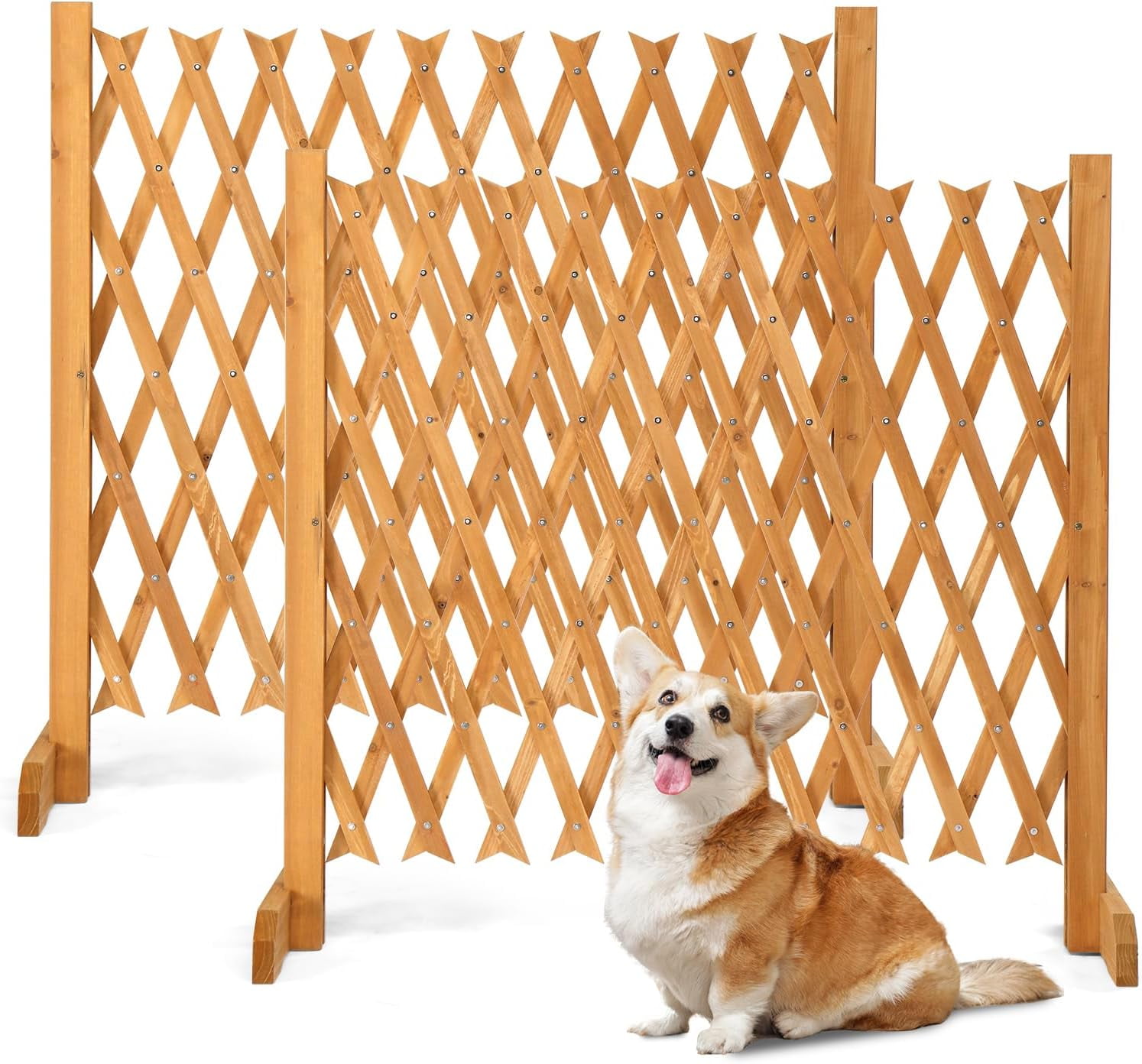 2 Packs Extendable Garden Fence, 27.55 Inch Tall Freestanding Accordion ...