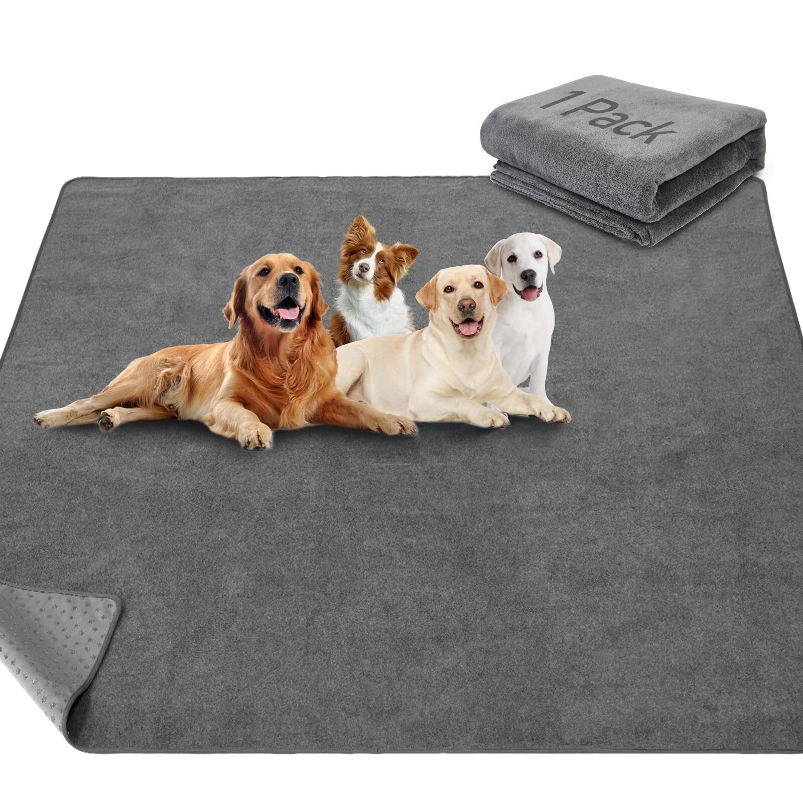 2 Packs Extra Large Reusable Dog Mat for Floor, Non-Slip Washable Pee ...