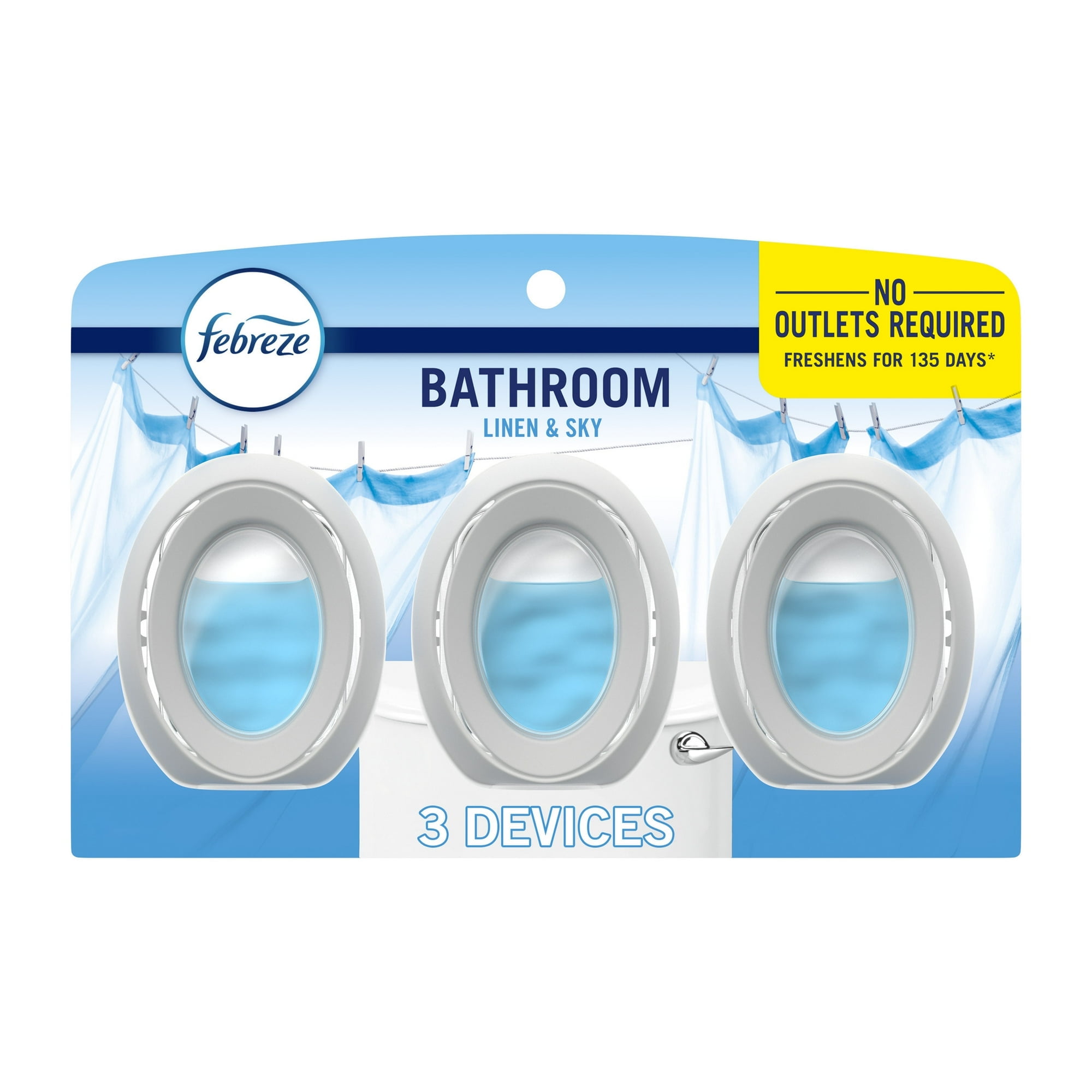 (2 Packs) Febreze Bathroom Air Freshener, Odor-Fighting, Linen & Sky ...