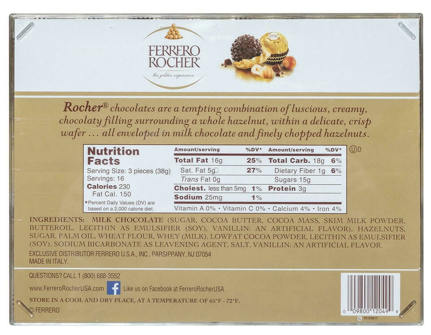 2 Packs Ferrero Rocher Fine Hazelnut Chocolates 48 ct, 21.2 oz Each ...