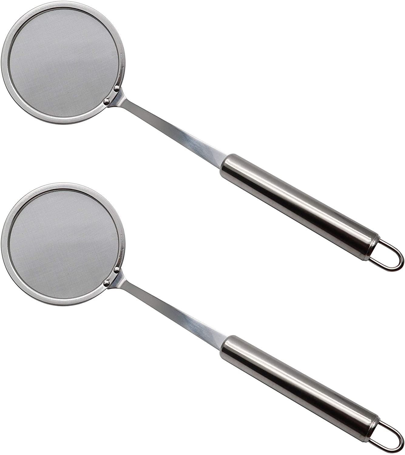 2 Packs Fine Mesh Skimmer Ladle for Grease, Gravy and Foam, with 9 ...