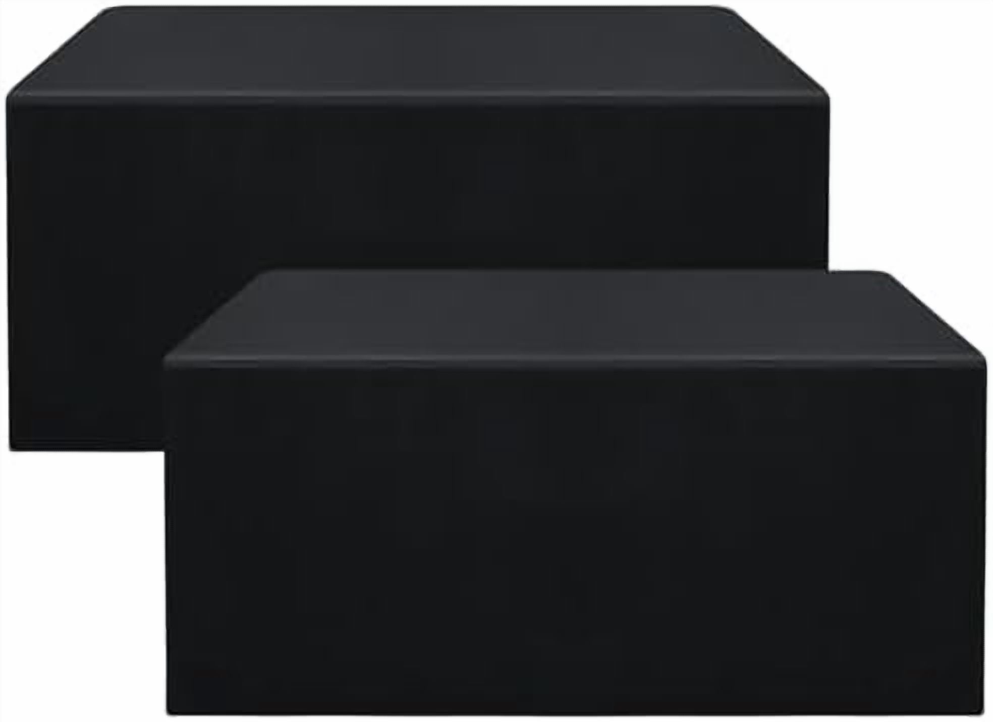 2 Packs Fitted Black Tablecloths, 4 Foot Rectangle Polyester Fabric ...