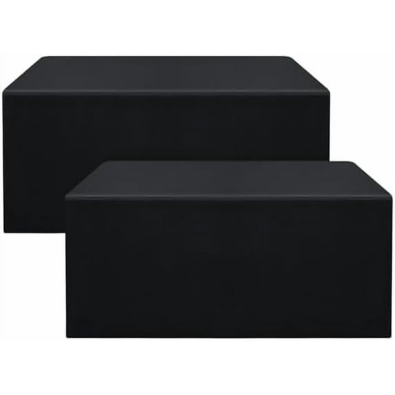 2 Packs Fitted Black Tablecloths, 8 Foot Rectangle Polyester Fabric ...