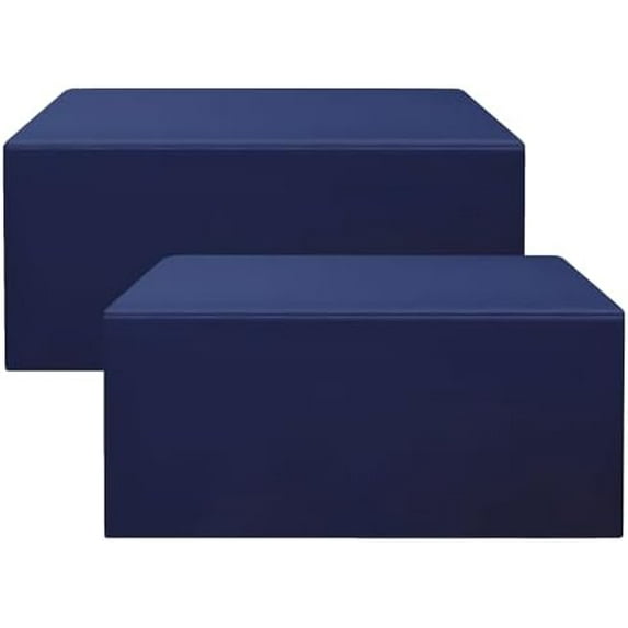 2 Packs Fitted Navy Blue Tablecloths, 4 Foot Rectangle Polyester Fabric ...