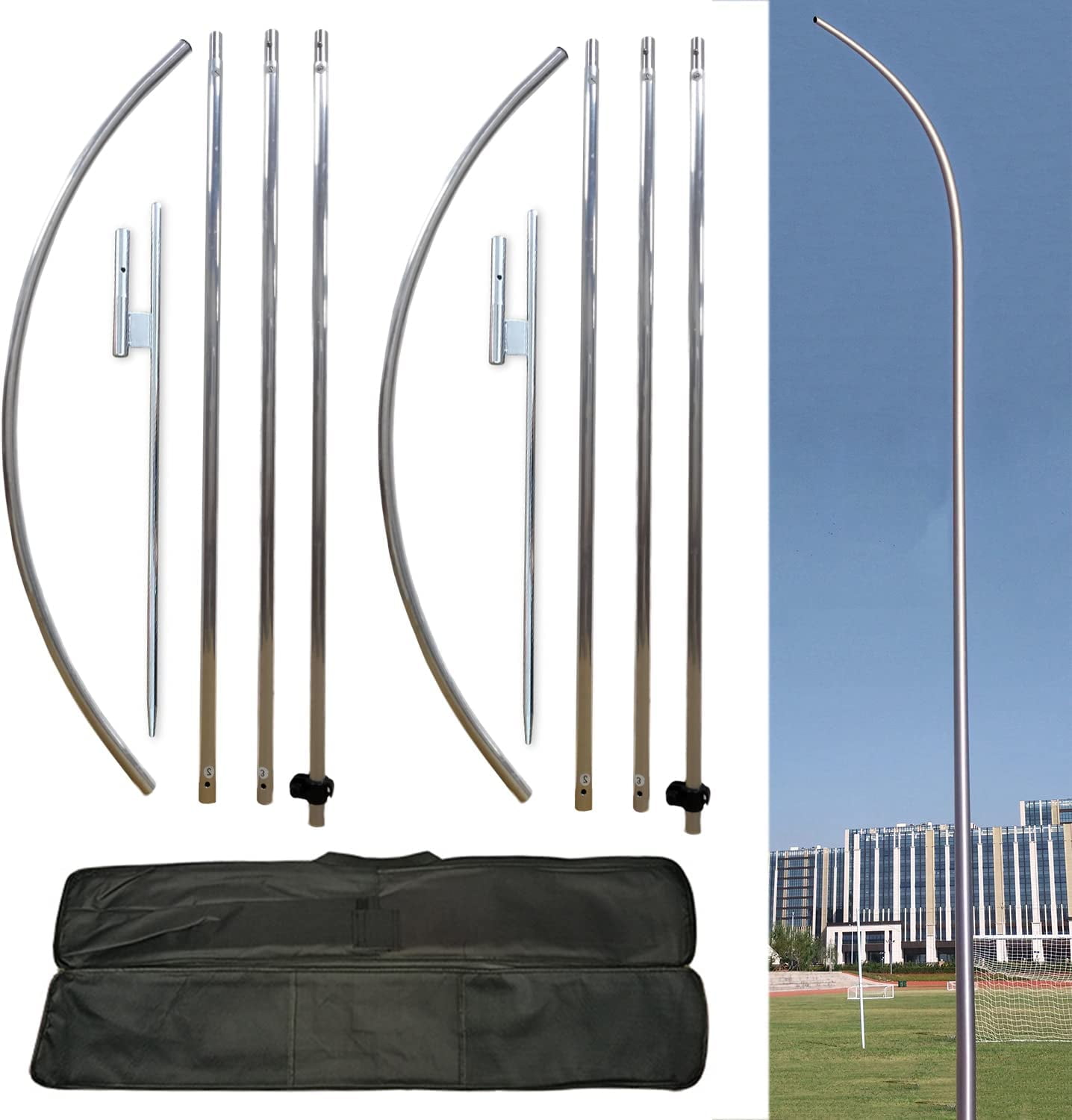 2 Packs Flag Pole Kit with Heavy Duty Ground Stake for Feather Flag ...