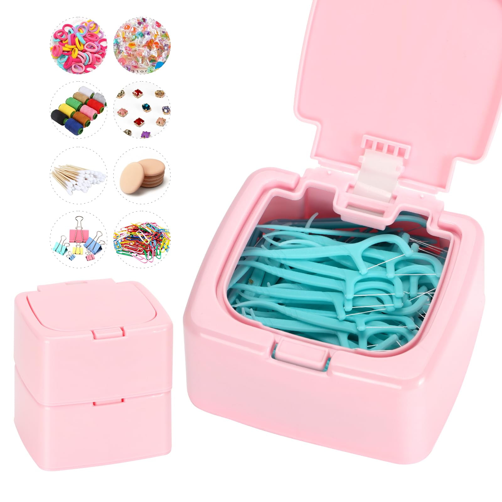 2 Packs Floss Pick Holder Container With One-Touch Opening, Quick ...